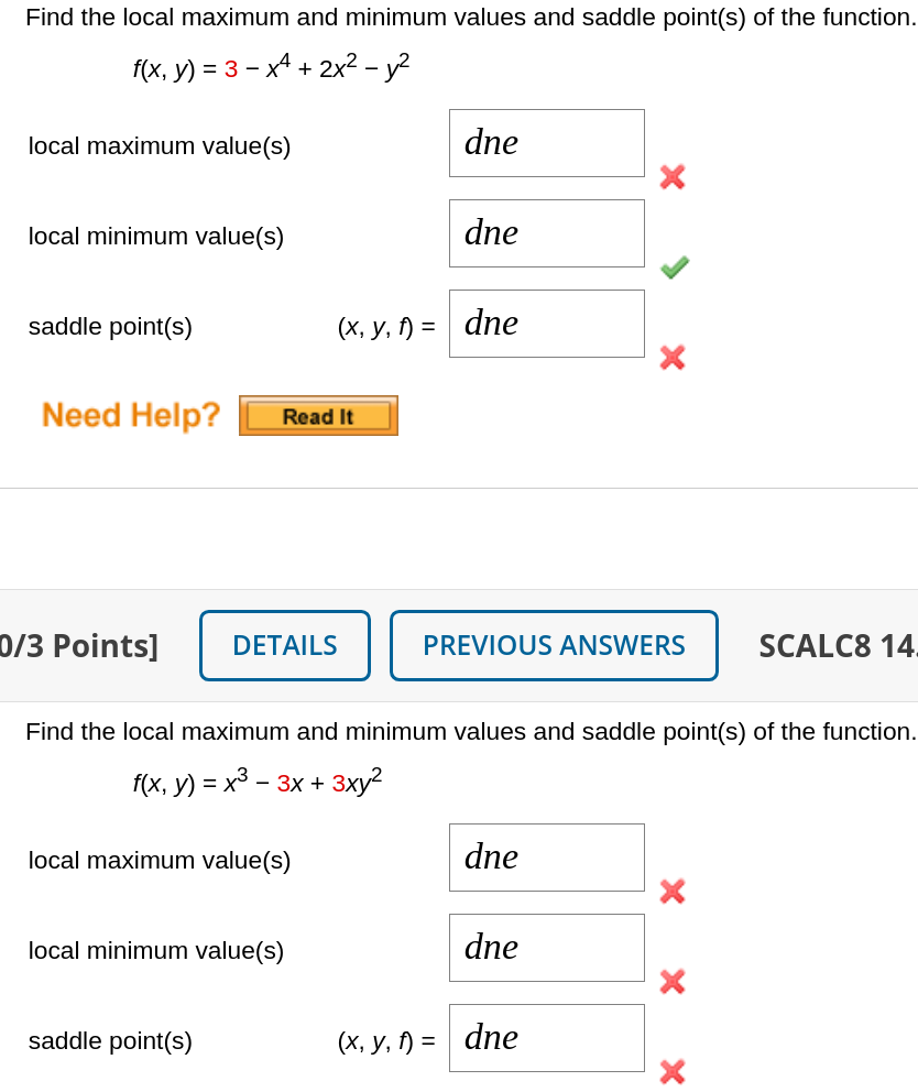 Solved Find the local maximum and minimum values and saddle | Chegg.com