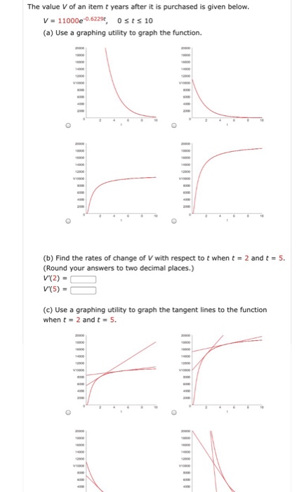 Solved The value V of an item t years after it is purchased | Chegg.com