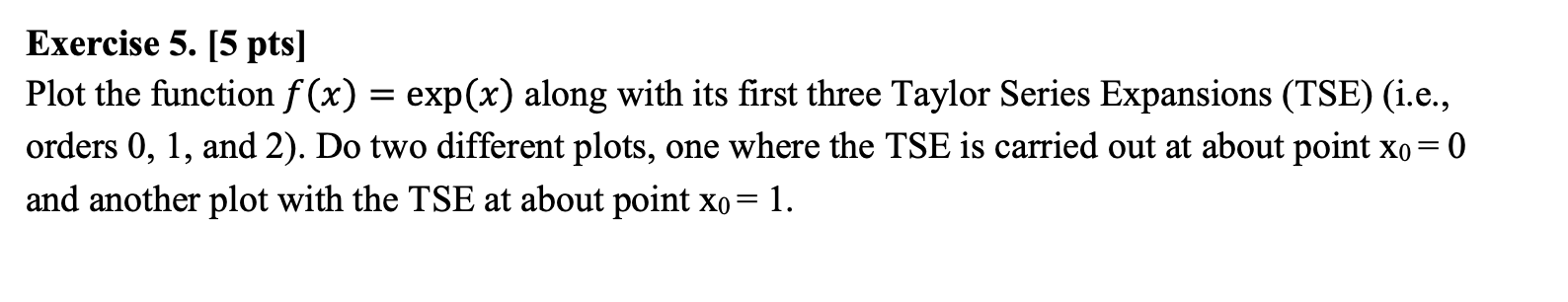 Solved Exercise 5. [5 pts] Plot the function f(x)=exp(x) | Chegg.com
