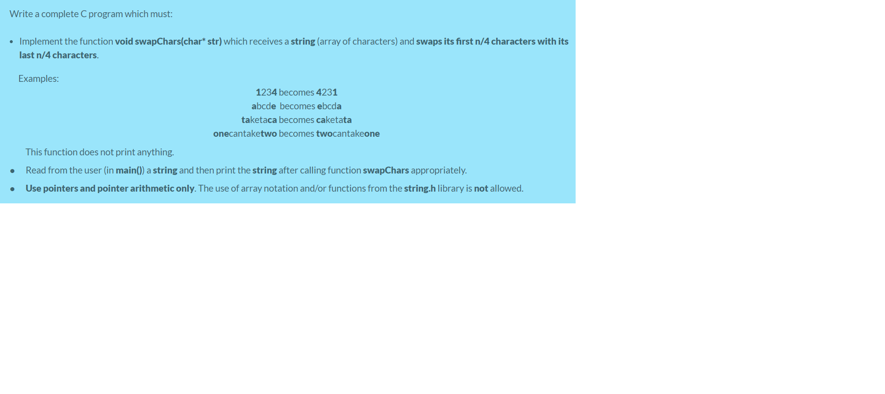 Solved Write a complete C program which must: • Implement | Chegg.com