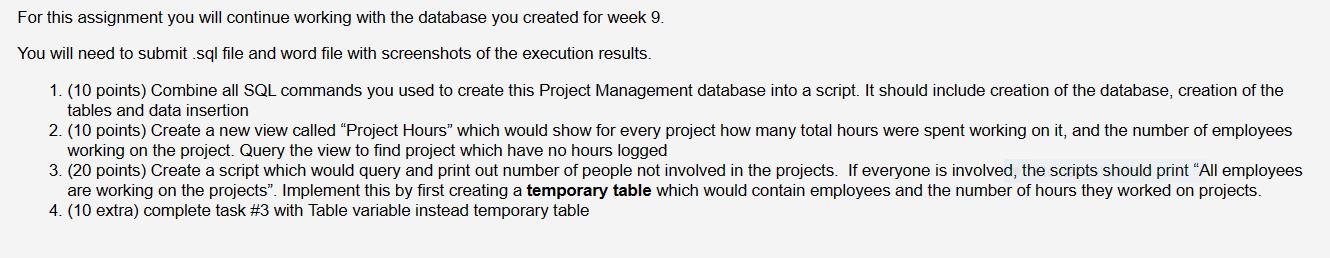 Solved For this assignment you will continue working with | Chegg.com