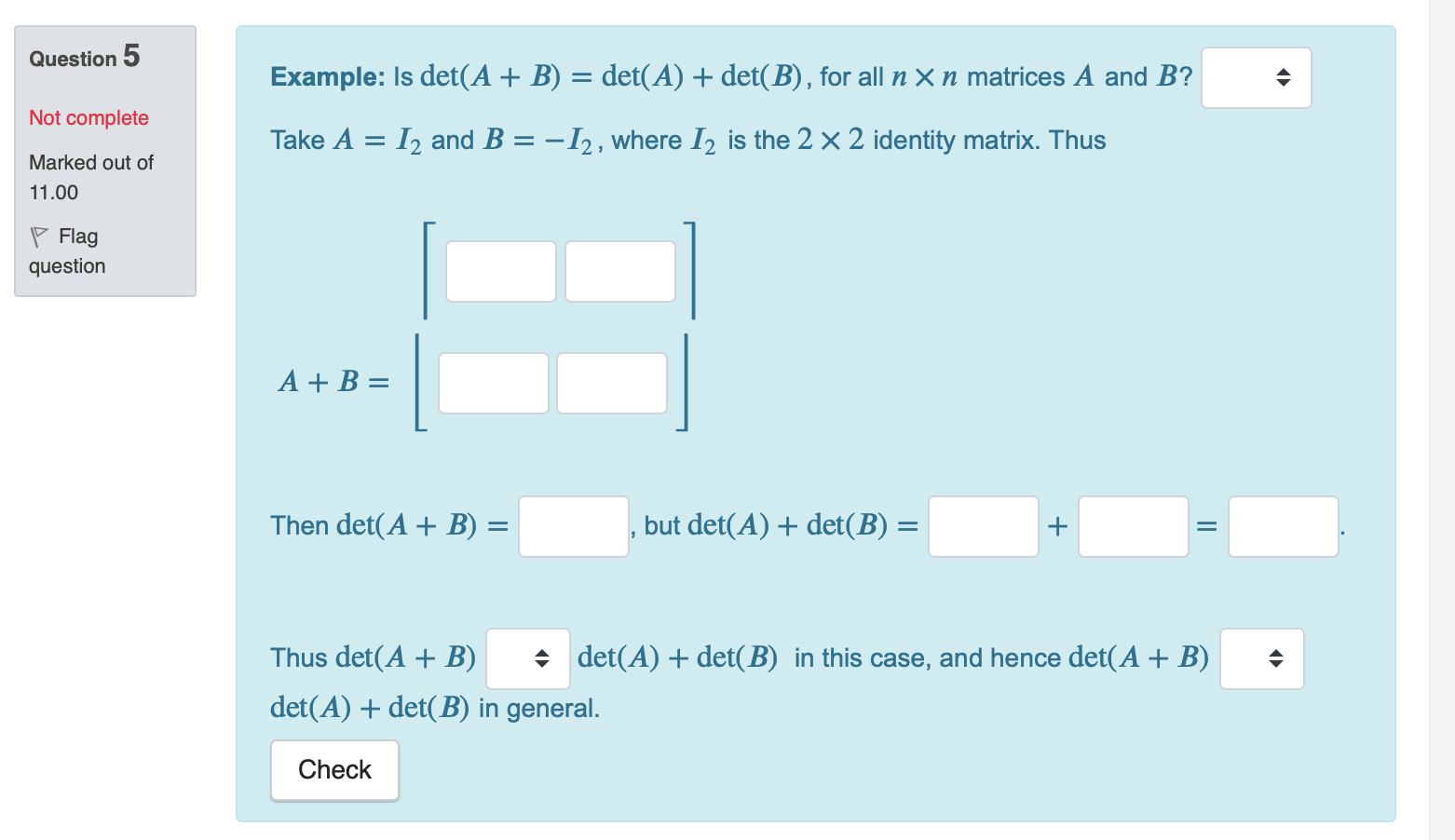 Solved Question 3 Recall: If an nxn matrix A contains a row | Chegg.com
