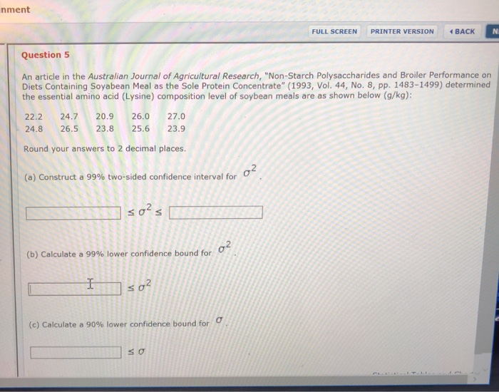 Solved nment FULL SCREEN PRINTER VERSION BACK Question 5 An | Chegg.com