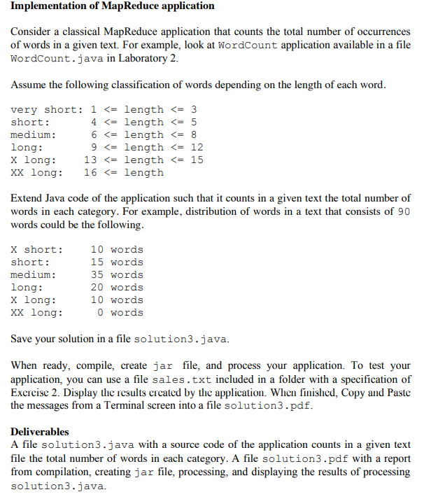 Implementation Of Mapreduce Application Consider A 