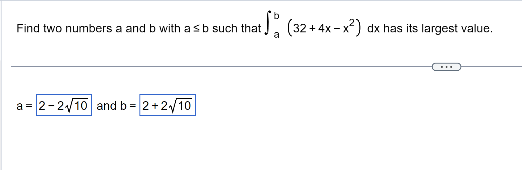 Solved Find two numbers a and b with a≤b such that | Chegg.com