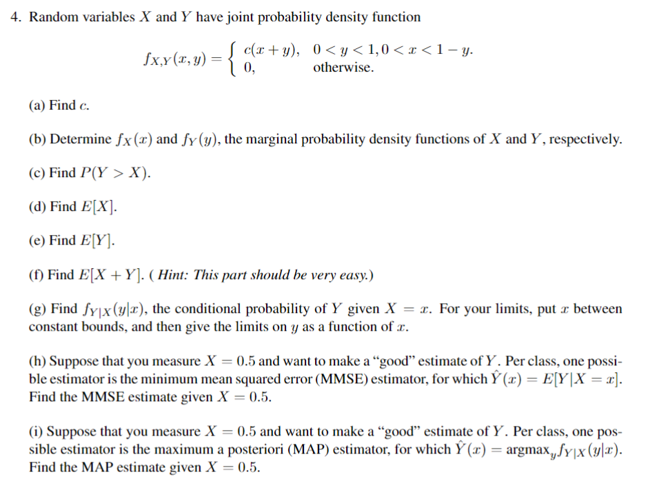 Solved Random variables x and Y have joint probability | Chegg.com Solved Random variables x and Y have joint probability | Chegg.com