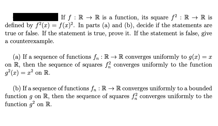 Solved If f: R + R is a function, its square f2 : R + R is | Chegg.com