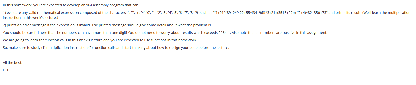 In This Homework You Are Expected To Develop An X64 