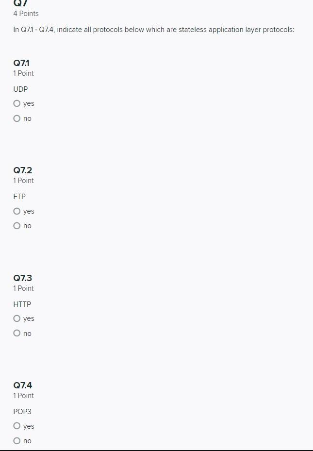 Solved 4 Points In Q71- Q7.4, indicate all protocols below | Chegg.com