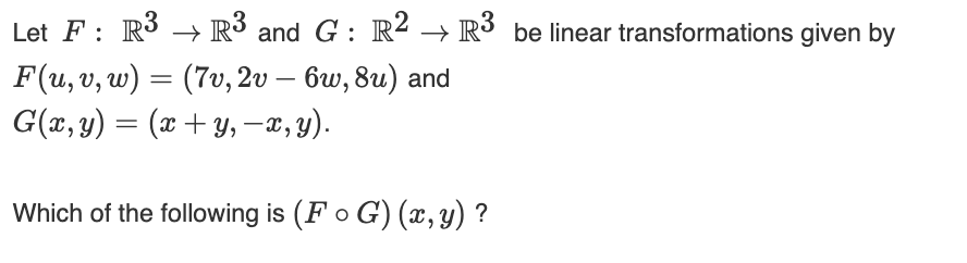 Solved Let F:R3→R3 ﻿and G:R2→R3 ﻿be linear transformations | Chegg.com