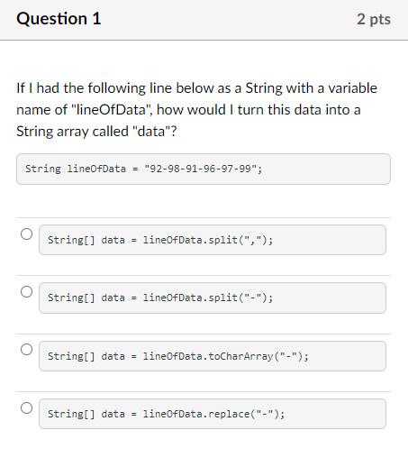 Solved If I had the following line below as a String with a | Chegg.com