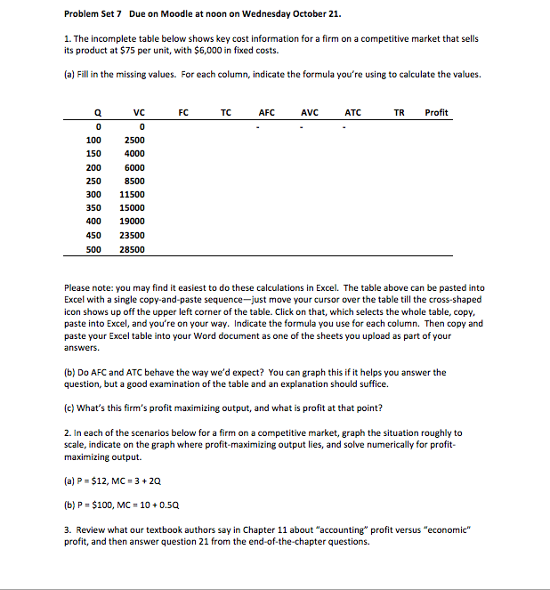 Solved Problem Set 7 Due on Moodle at noon on Wednesday | Chegg.com