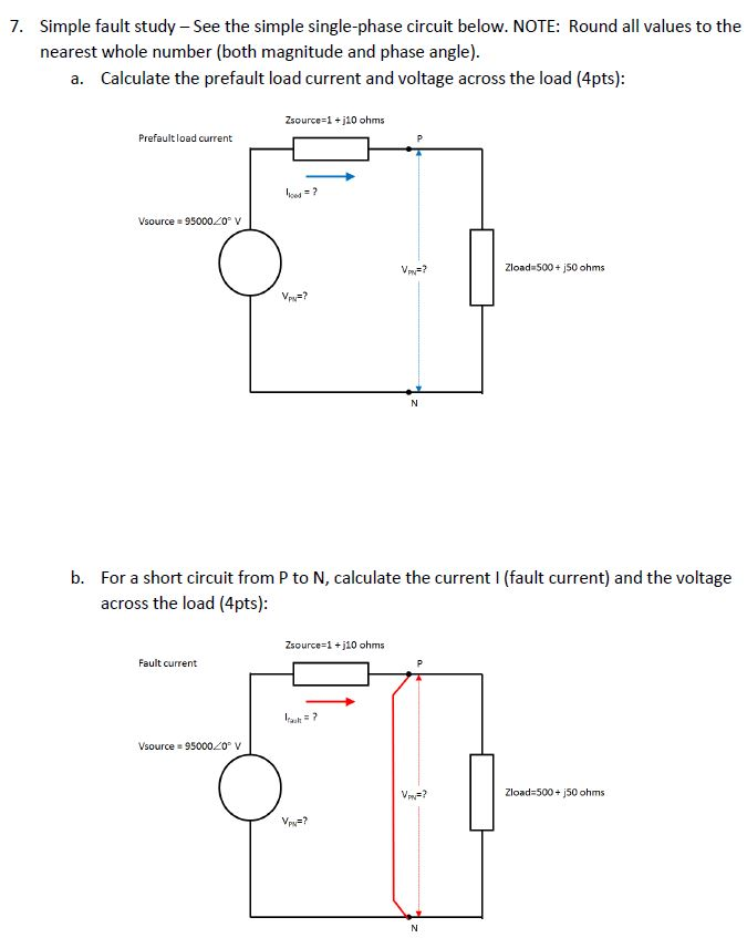 Solved 7. Simple fault study - See the simple single-phase | Chegg.com