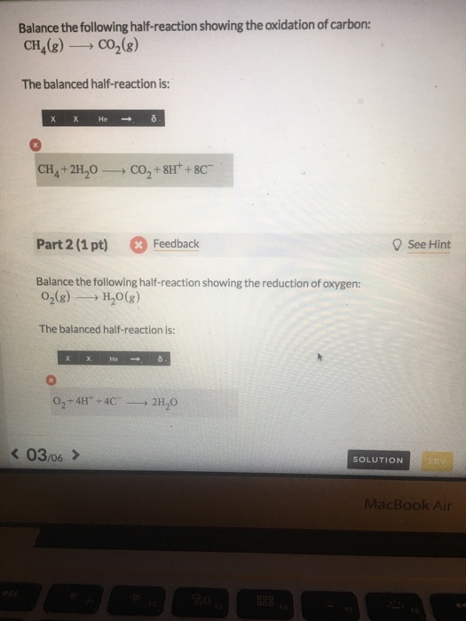 Solved Balance the following half-reaction showing the | Chegg.com