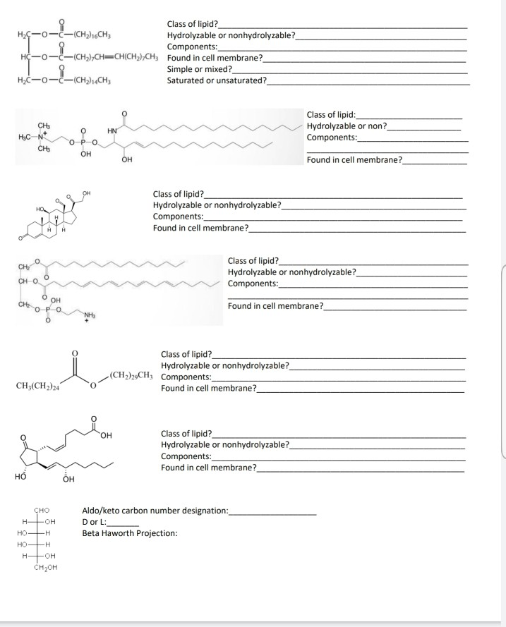 Solved Class of lipid? Hc-o--Chloch Hydrolyzable or | Chegg.com