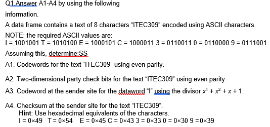 Solved Q1. Answer A1-A4 by using the following information A | Chegg.com