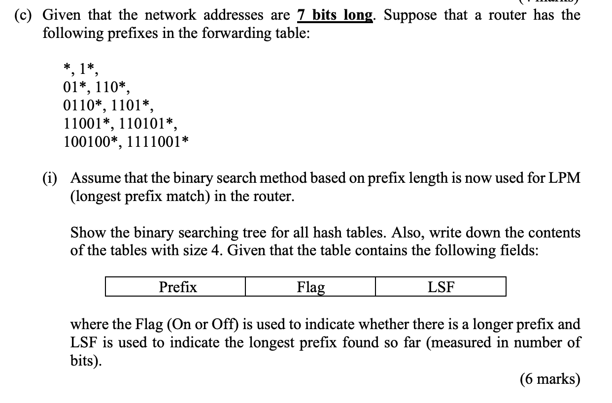 Solved (c) Given that the network addresses are 7 bits long. | Chegg.com
