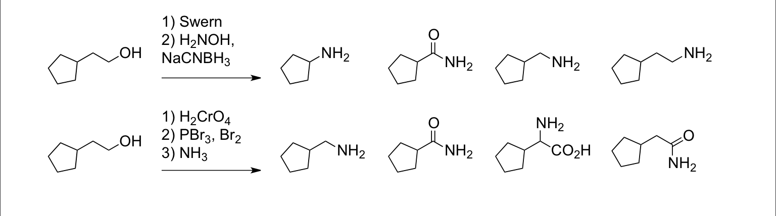 Solved 1) Swern 2) H2NOH, NaCNBH3 OH NH2 NH2 NH2 NH2 OH 1) | Chegg.com