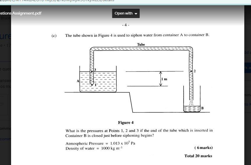 Solved estions Assignment.pdf Open with ure (c) The tube | Chegg.com