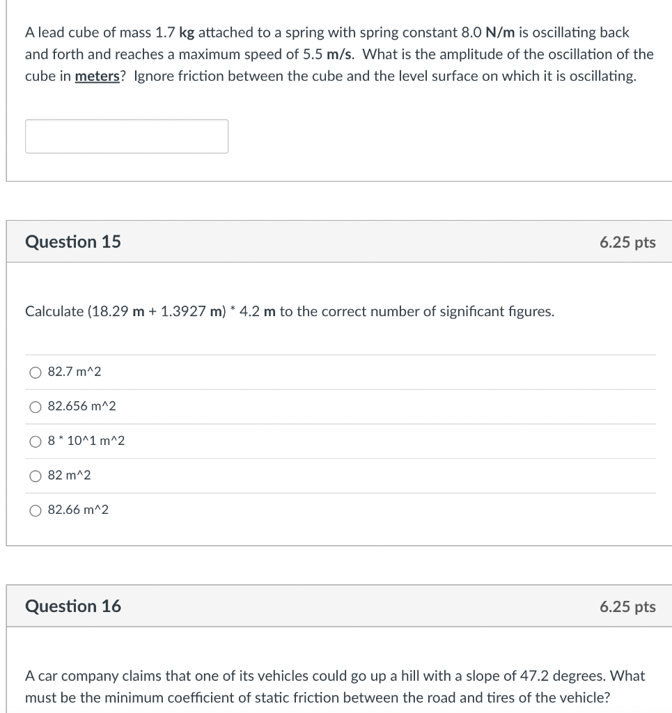 Solved A lead cube of mass 1.7 kg attached to a spring with | Chegg.com