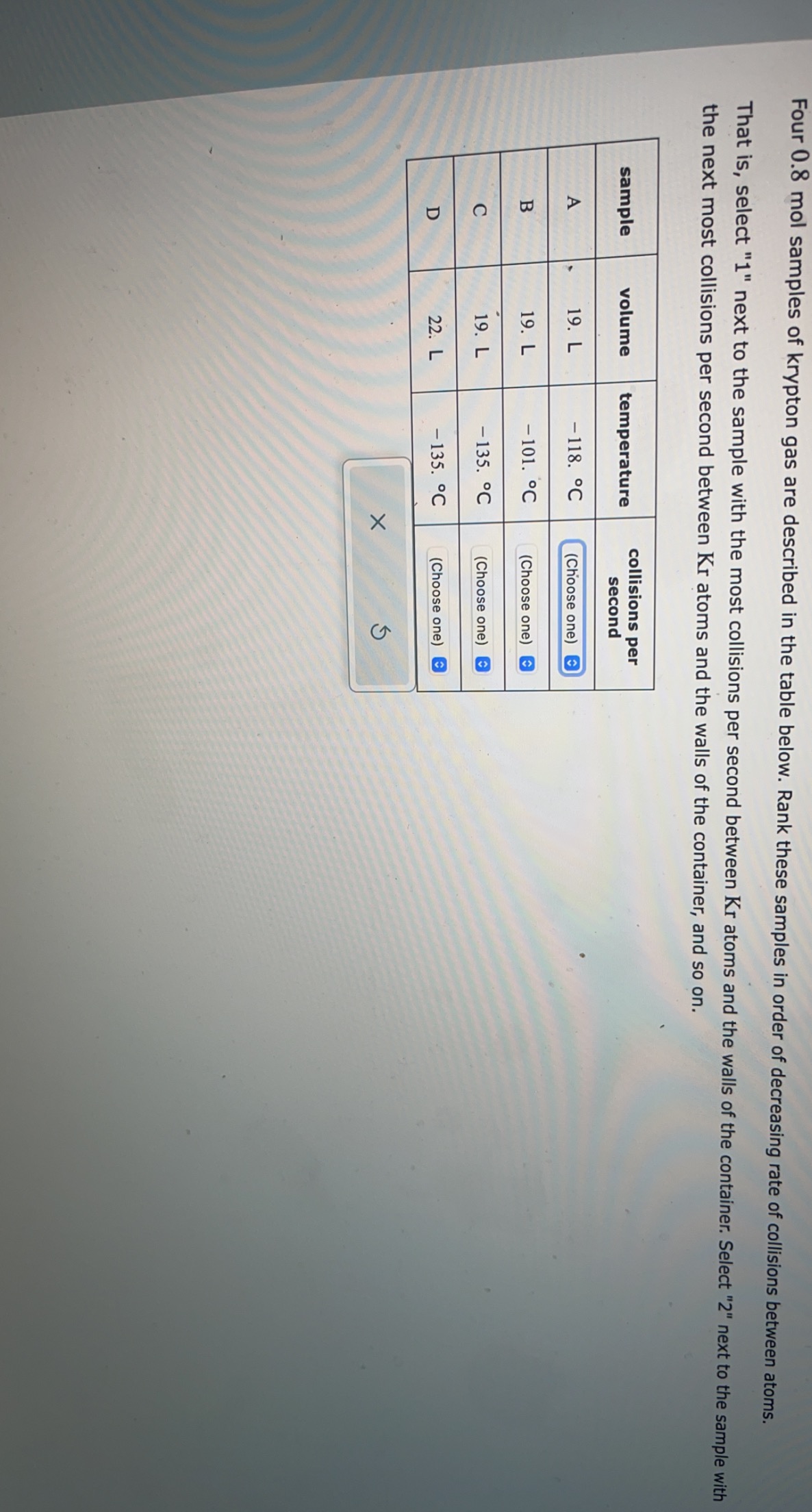 Solved Four 0.8 mol samples of krypton gas are described in | Chegg.com
