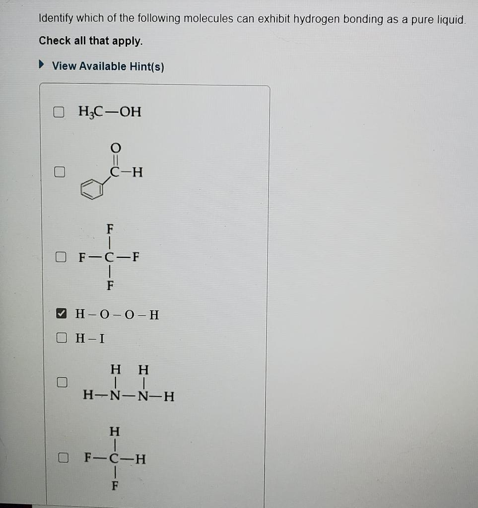 Solved Identify which of the following molecules can exhibit | Chegg.com