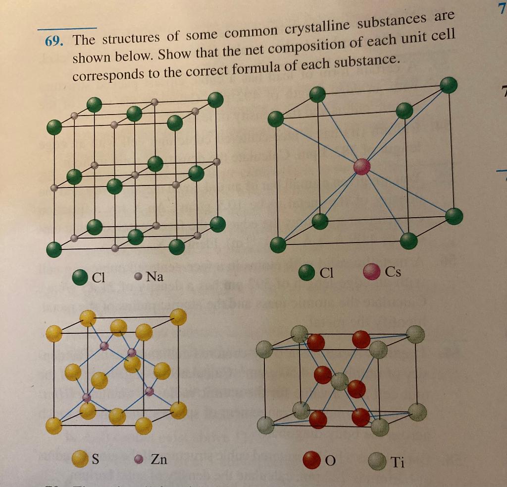 Solved 69. The structures of some common crystalline | Chegg.com