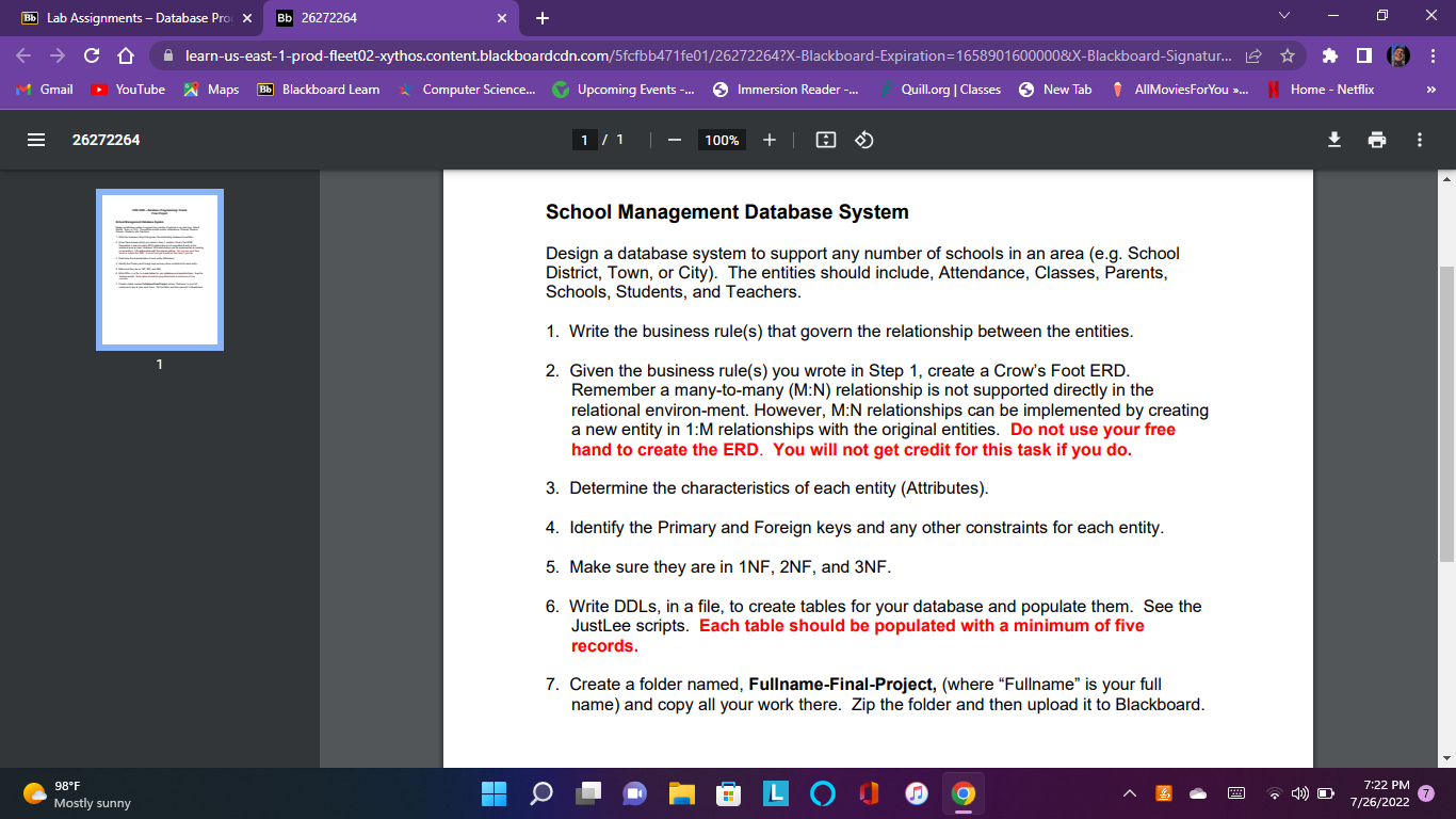 Solved School Management Database System Design a database | Chegg.com
