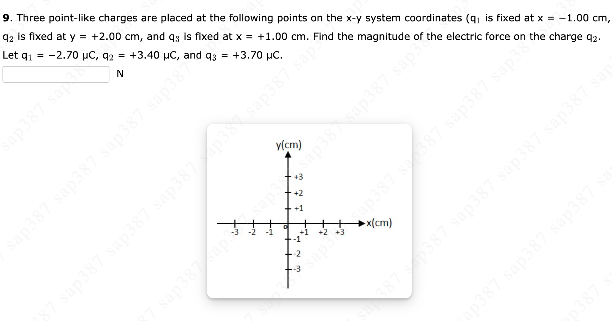 Solved 9. Three point-like charges are placed at the | Chegg.com
