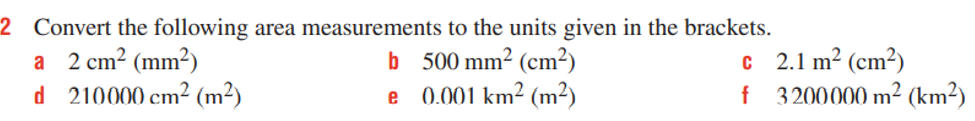 Solved 2 Convert the following area measurements to the | Chegg.com