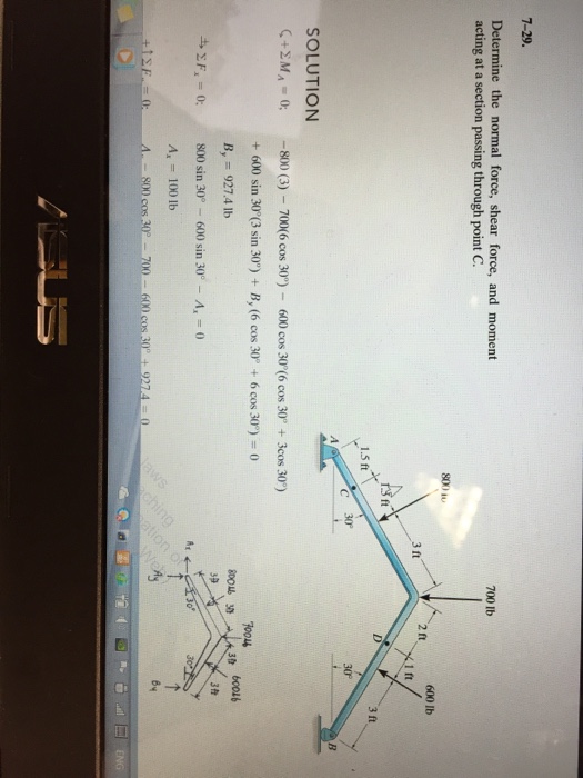 Solved 7-29. Determine the normal force, shear force, and | Chegg.com