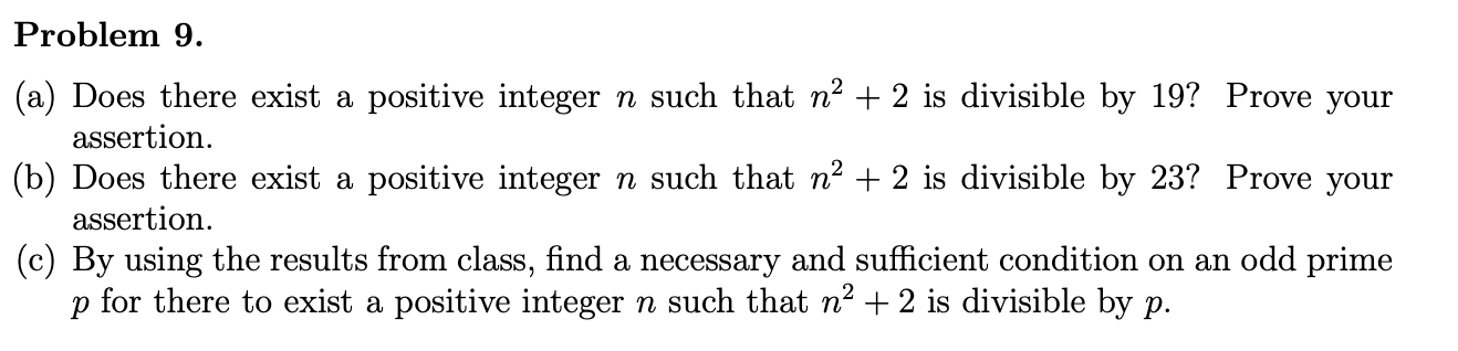 Problem 9 A Does There Exist A Positive Integer N 