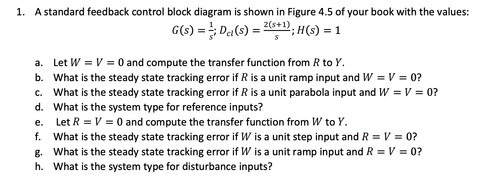 Solved A standard feedback control block diagram is shown in | Chegg.com