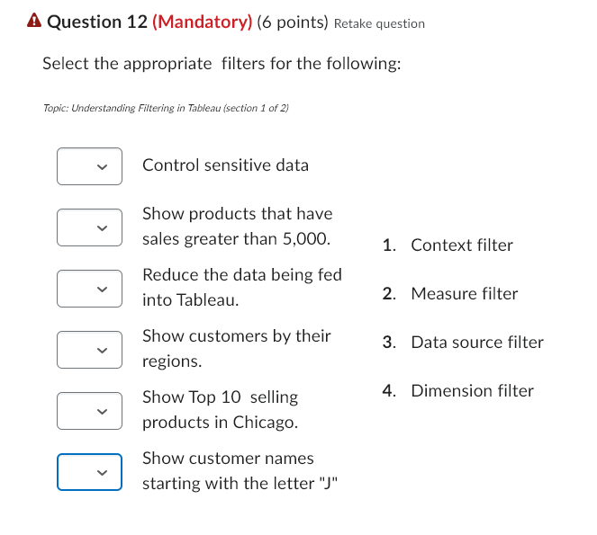 Solved Select the appropriate filters for the | Chegg.com