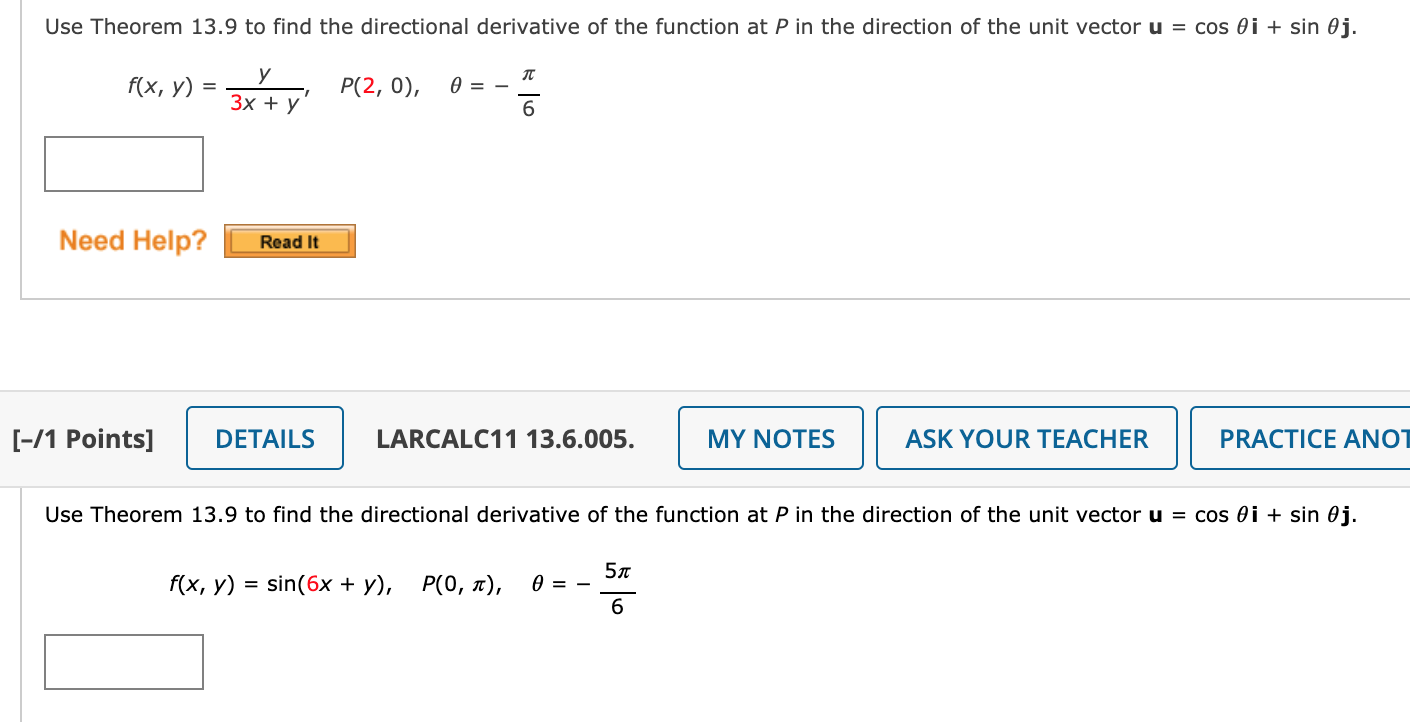 Solved Use Theorem 13.9 to find the directional derivative | Chegg.com