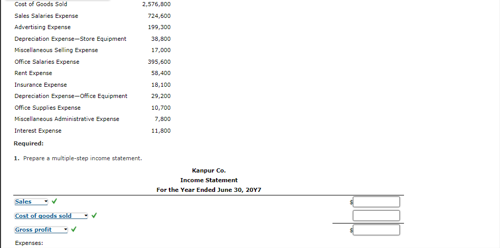 Solved 1. Prepare a multiple-step income statement.Total | Chegg.com