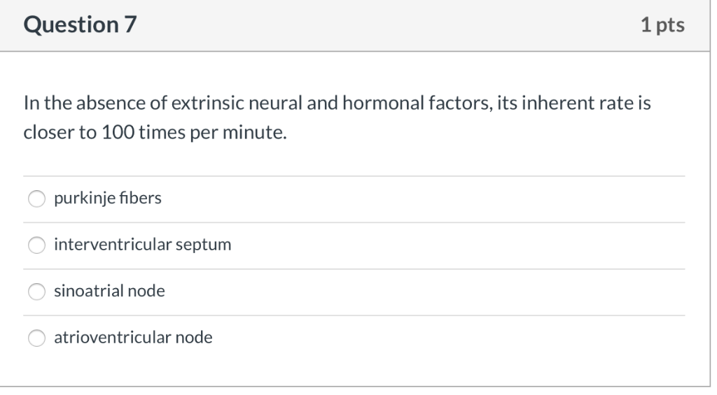 Solved Question 7 1 pts In the absence of extrinsic neural | Chegg.com