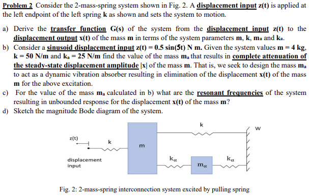 Solved Problem 2 Consider the 2-mass-spring system shown in | Chegg.com
