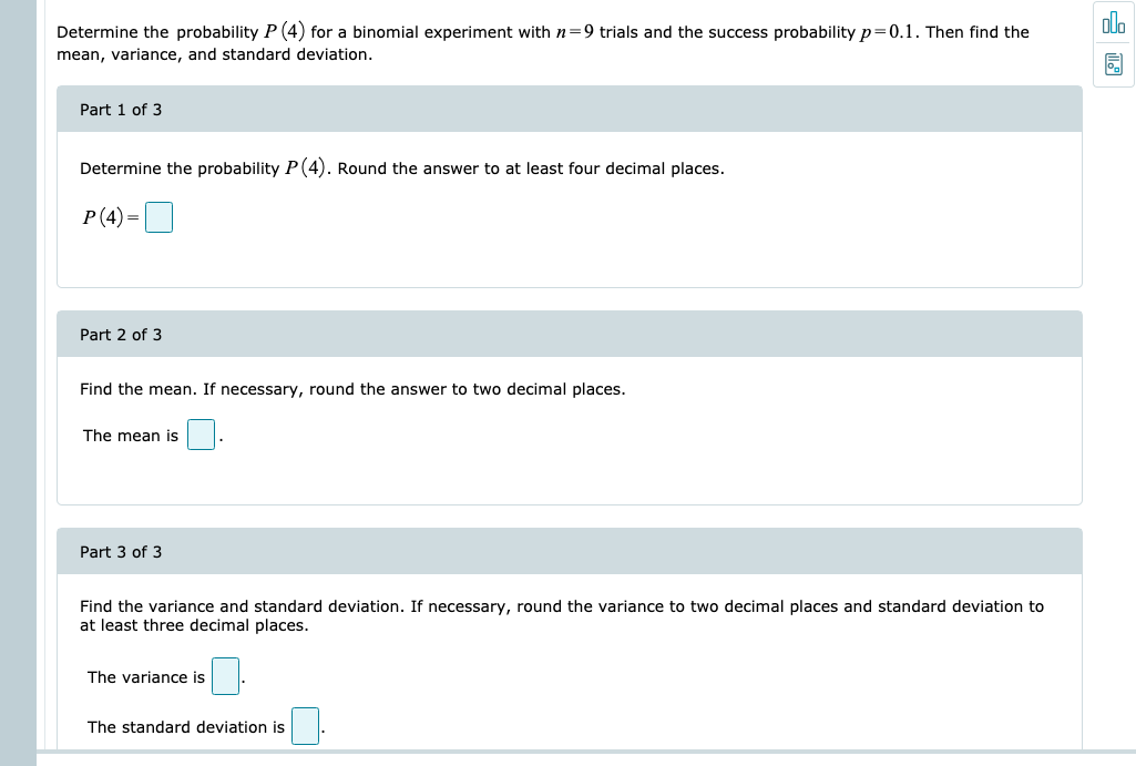 Solved Determine the probability P (4) for a binomial | Chegg.com