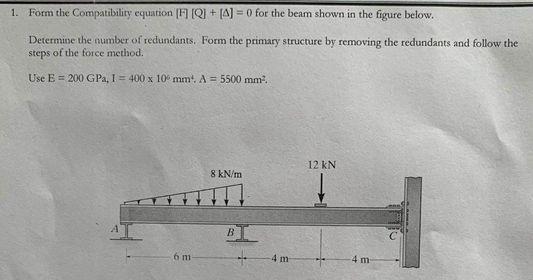Solved 1. Form the Compatibility equation [F[Q]+[Q]=0 for | Chegg.com
