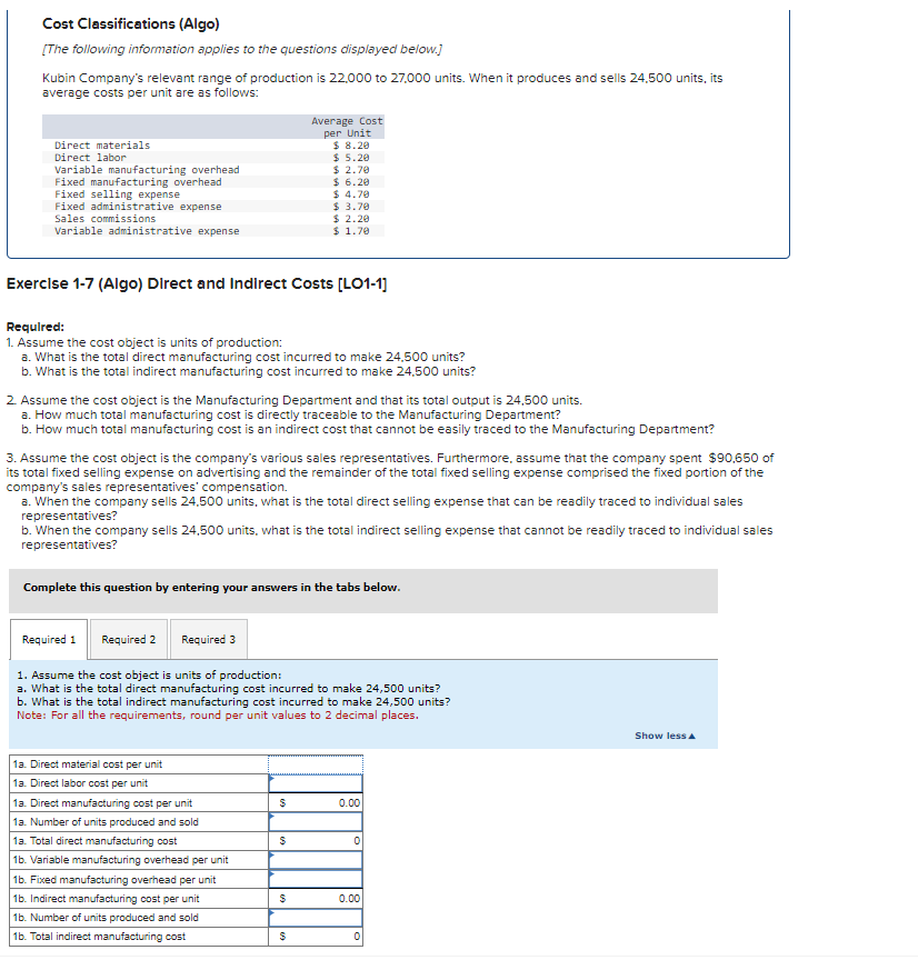 Solved Cost Classifications (Algo) [The following | Chegg.com