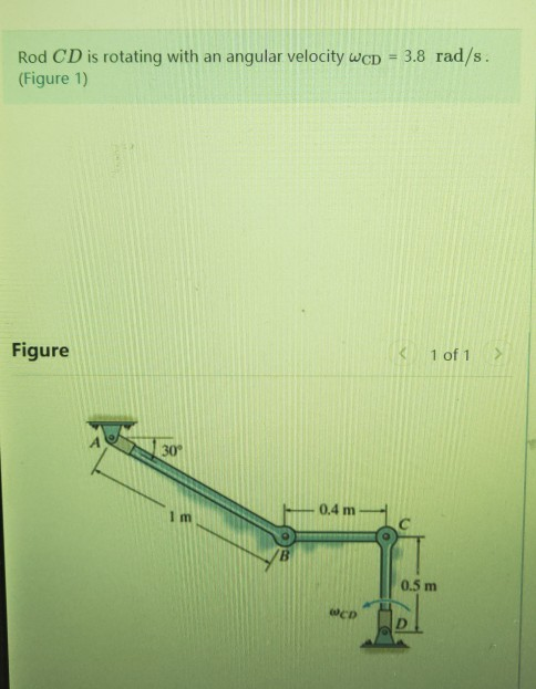 Solved Rod CD is rotating with an angular velocity WCD = 3.8 | Chegg.com