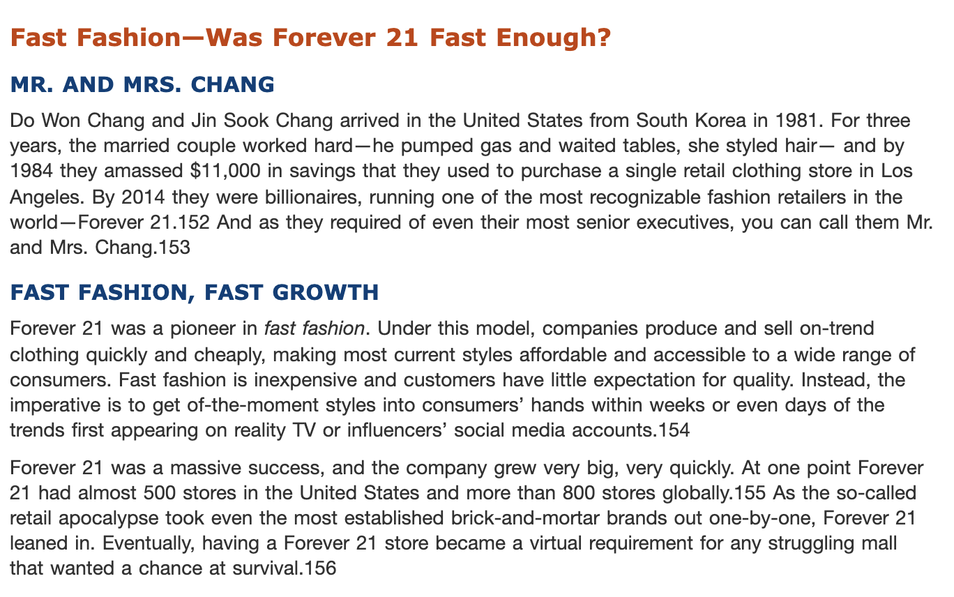 Solved Fast Fashion-Was Forever 21 Fast Enough? MR. AND MRS. | Chegg.com