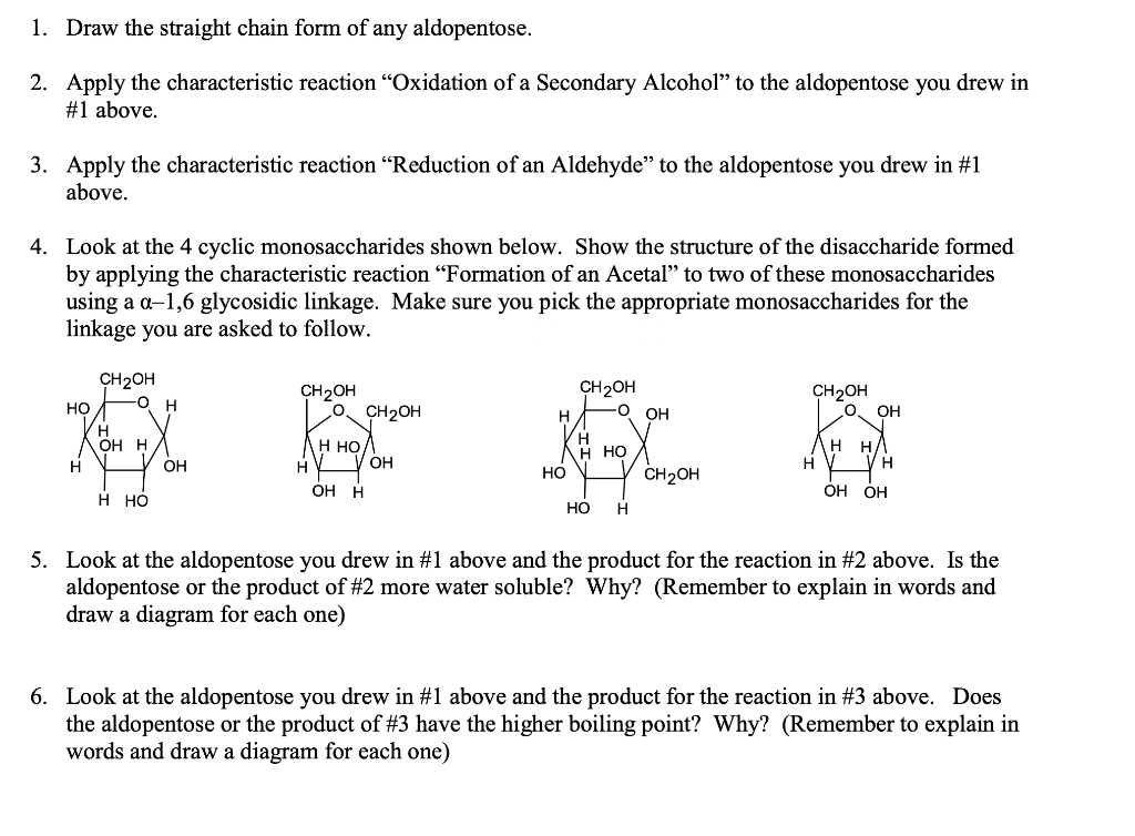 Solved 1. Draw the straight chain form of any aldopentose. | Chegg.com