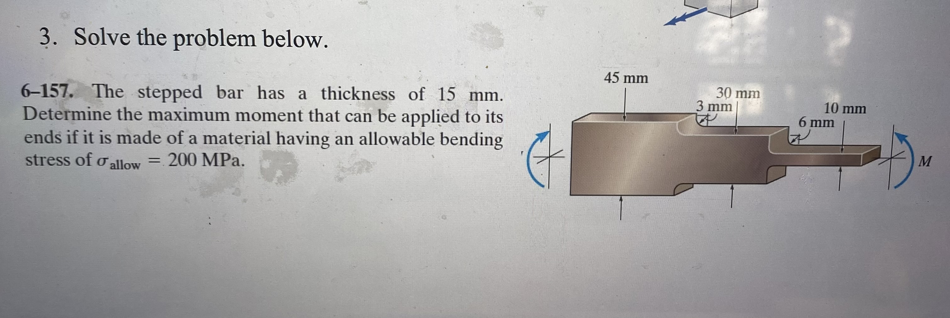Solved 3. Solve the problem below. 6-157. The stepped bar | Chegg.com