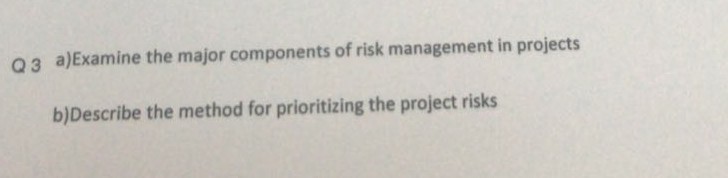 Solved Q 3 a)Examine the major components of risk management | Chegg.com