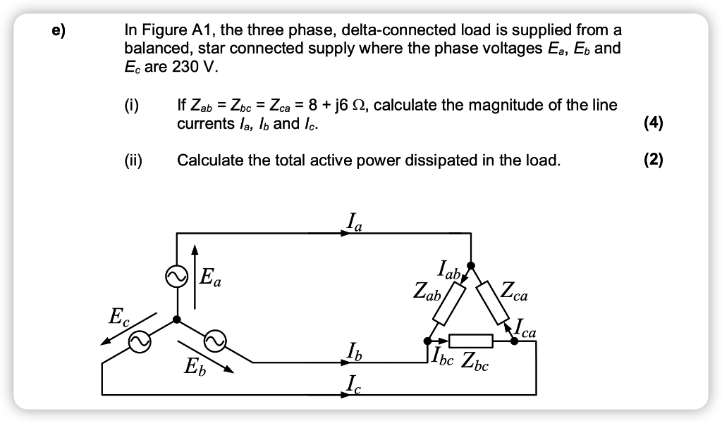 Solved In Figure A1, the three phase, delta-connected load | Chegg.com