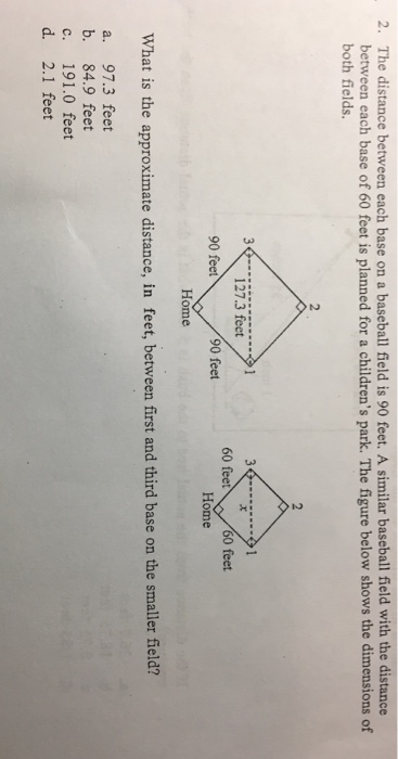 Solved The distance between each base on a baseball field is | Chegg.com