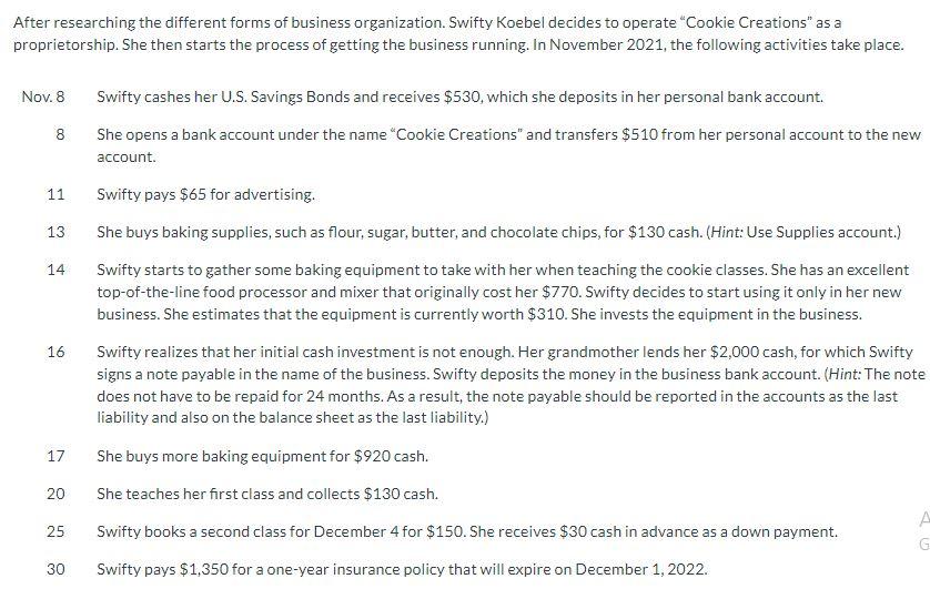 Solved Prepare journal entries to record the November | Chegg.com