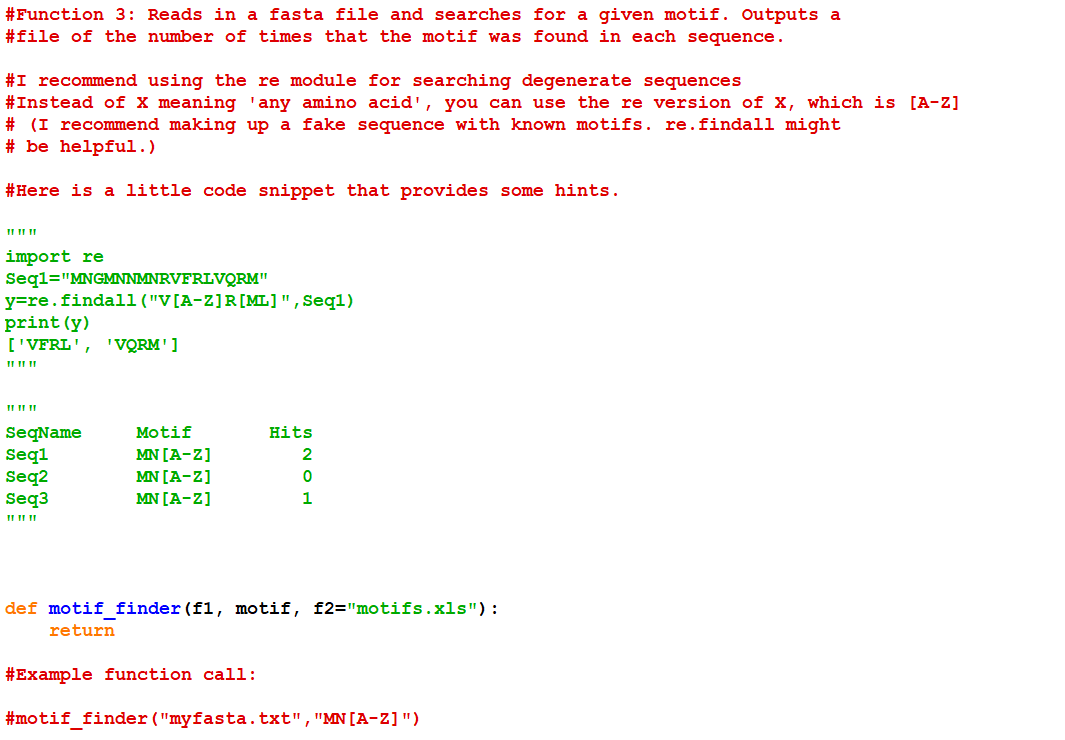 Solved Python Create A Function That 1 Opens A Fasta